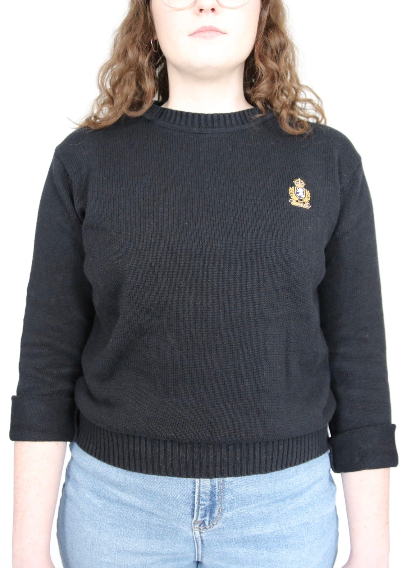 Vintage Black Knit - Bermuda Crest - Sweater – Happy Happy Vintage